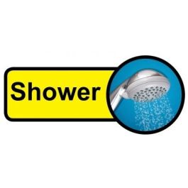 High Visibility, purpose designed, oblong shower sign