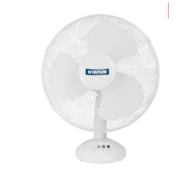 status 12 inch oscillateing white desktop fan