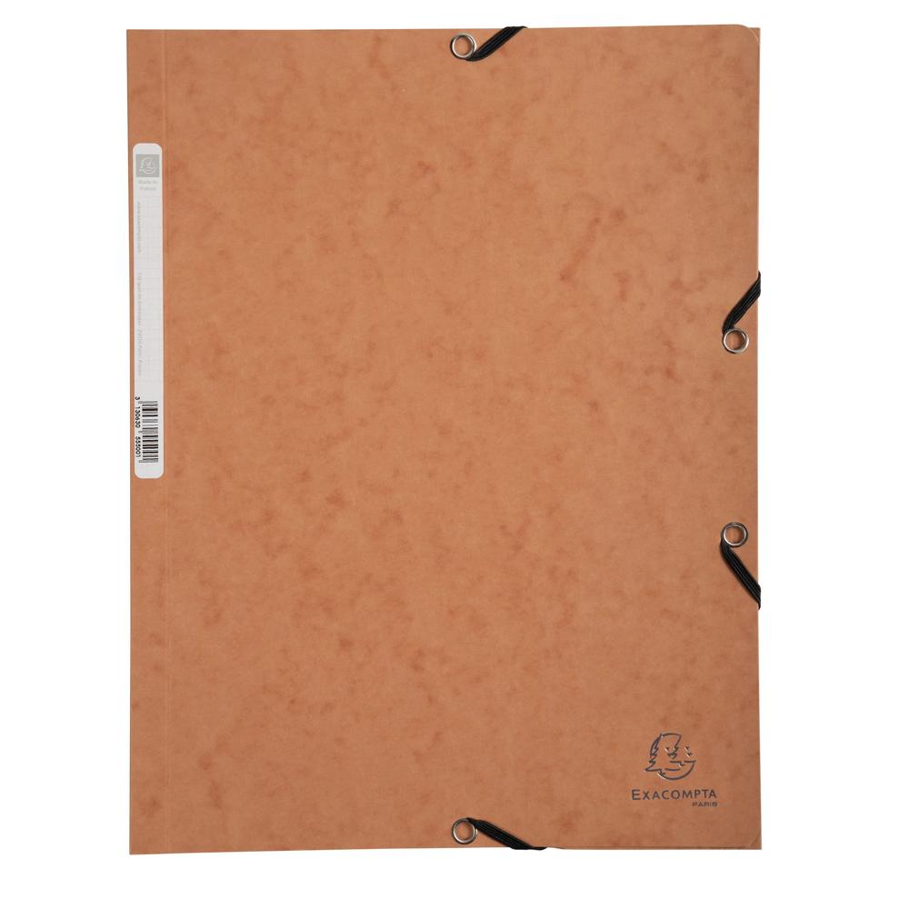 Exacompta Elasticated Folder, 3-Flap, 400gsm Pressboard, A4 - Tobacco ...